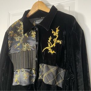 Robert Louis | Tops | Robert Louis Black Velvet And Silk Button Up ...